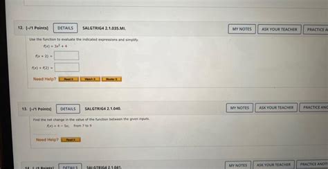 solved salgtrig4 2 1 035 mi use the function to evaluate