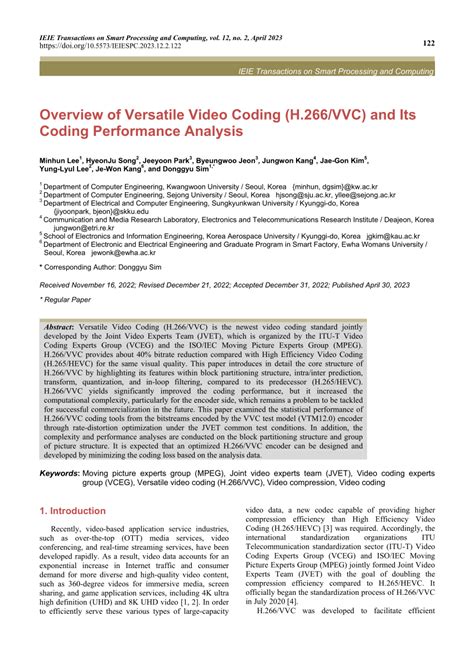 Pdf Overview Of Versatile Video Coding H266vvc And Its Coding Performance Analysis