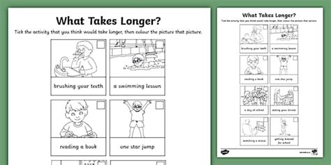 Grade R Time What Takes Longer Activity Teacher Made