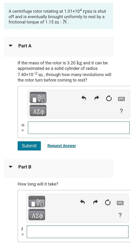 Solved A Centrifuge Rotor Rotating At 1 01×104rpm ﻿is Shut