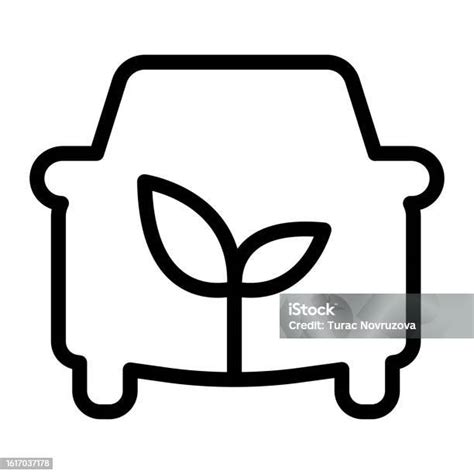 자동차와 새싹 라인 아이콘 전기 자동차 개념 흰색 배경에 생태 자동차 표지판 개요 스타일의 모바일 개념 웹 디자인에 묘목 아이콘이 있는 자동차 벡터 그래픽 개념에 대한 스톡