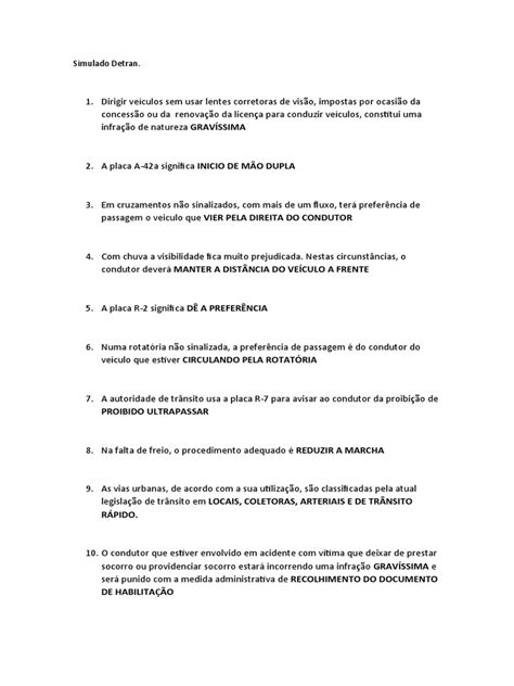 Simulado Detran 1 Pdf Tráfego