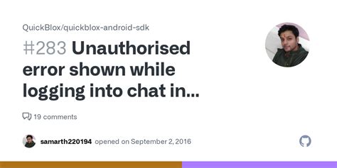 unauthorised error shown while logging into chat in quickblox · issue 283 · quickblox