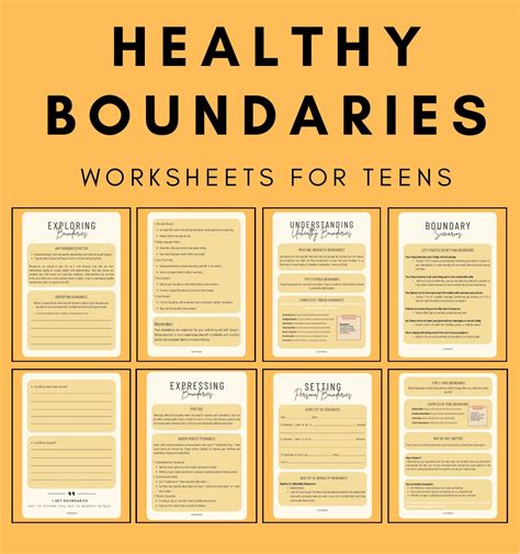 Setting Healthy Boundaries Worksheets Printable PDF Bundle For Teens