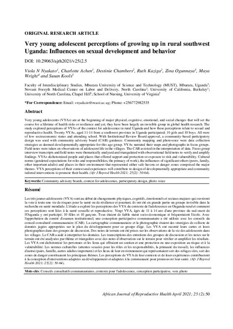Pdf Adolescent Perspectives On Rural Ugandas Risks