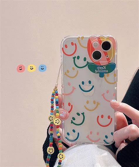 레인보우 스마일 스트랩 케이스 아이폰케이스 14 14플러스 14프로맥스 13 13프로 13프로맥스 12 12프로 12프로맥스 12미니 11프로 Xr Se3