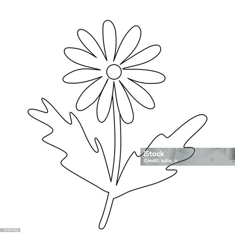 카모마일 또는 데이지 꽃 낙서 스타일 플랫 벡터 개요 아이 색칠 공부 책 색칠하기에 대한 스톡 벡터 아트 및 기타 이미지 색칠하기 데이지속 꽃 식물 Istock