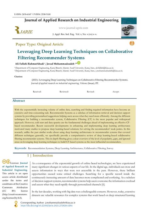 Leveraging Deep Learning Techniques On Collaborative Filtering