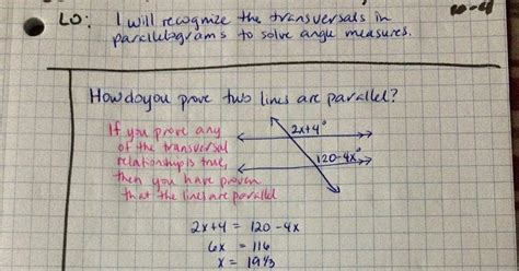 Geometry 22 Transversals In Parallellograms Practice