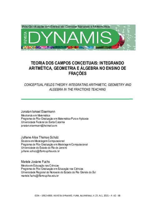 Pdf Teoria Dos Campos Conceituais Integrando Aritmética Geometria E Álgebra No Ensino Das