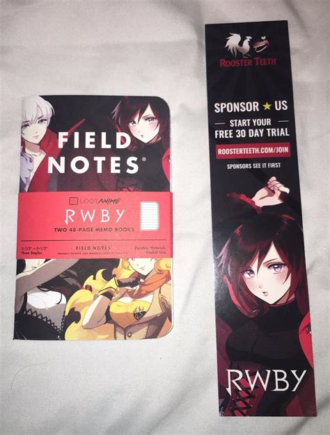 Loot Crate Anime Haunted Rwby Field Notes And Bookmark 1806038708