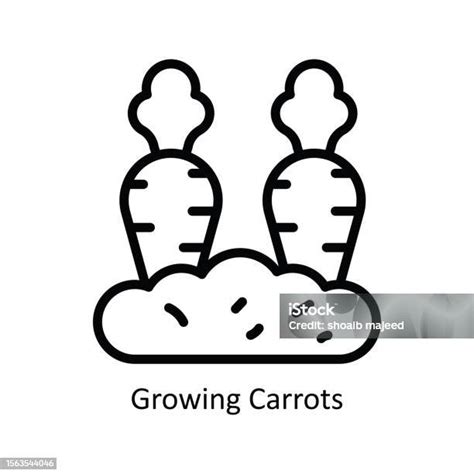 성장하는 당근 벡터 윤곽선 아이콘 디자인 그림입니다 자연과 생태 흰색 배경에 기호 Eps 10 파일 건강한 식생활에 대한 스톡 벡터 아트 및 기타 이미지 Istock