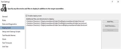 C How To Deploy Additional Test Files With Runsettings Stack