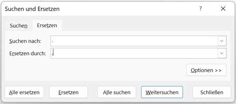 Excel Punkt Durch Komma Ersetzen So Geht´s