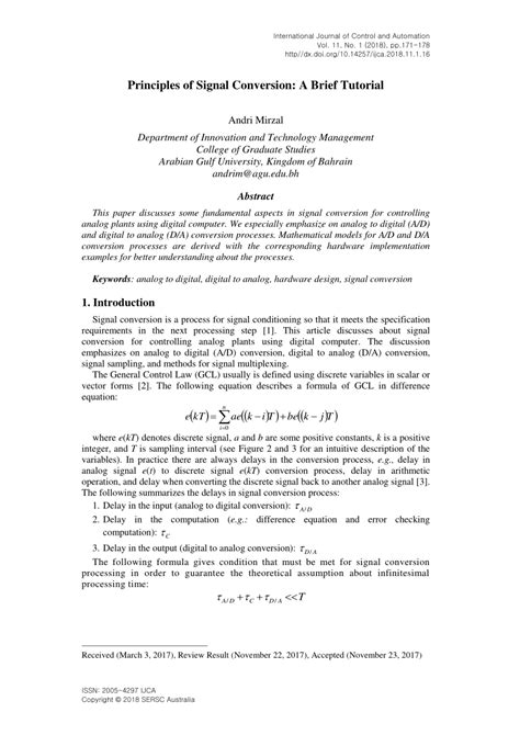 Pdf Principles Of Signal Conversion A Brief Tutorial