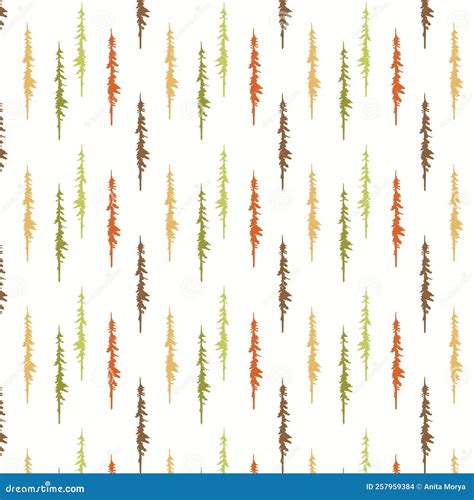 Colorful Winter Tree Shape Design Seamless Stock Illustration