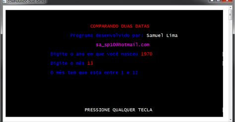 Samuel Lima Programador Cc Comparando Duas Datas