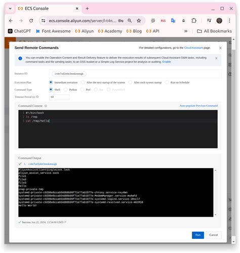 program shortcut send command in jinja2 template to ecs without