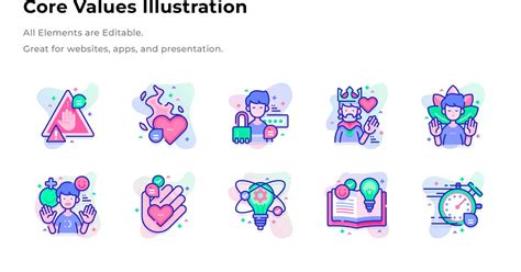 Core Values Illustration Icons Objects Ft Principles And Ideals Envato