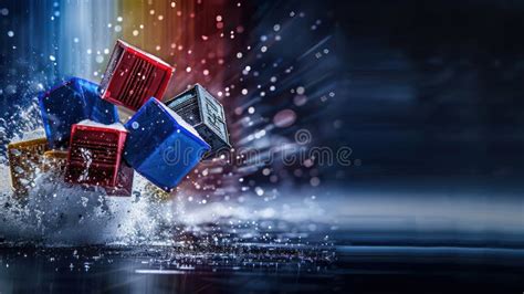 Dynamic Splash Of Colorful Blocks Creating An Energetic Visual Effect Stock Illustration