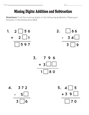 Missing Digit Addition Subtraction Worksheet Live Worksheets Worksheets Library