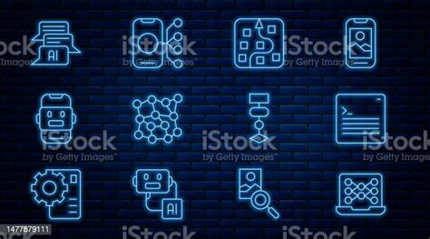 라인 신경망 웹 개발자 프로그래밍 코드 챗봇 알고리즘 및 아이콘을 설정합니다 벡터 가상현실에 대한 스톡 벡터 아트 및 기타