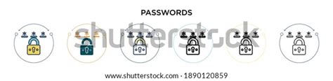 Passwords Icon Filled Thin Line Outline Stock Vector Royalty Free 1890120859 Shutterstock
