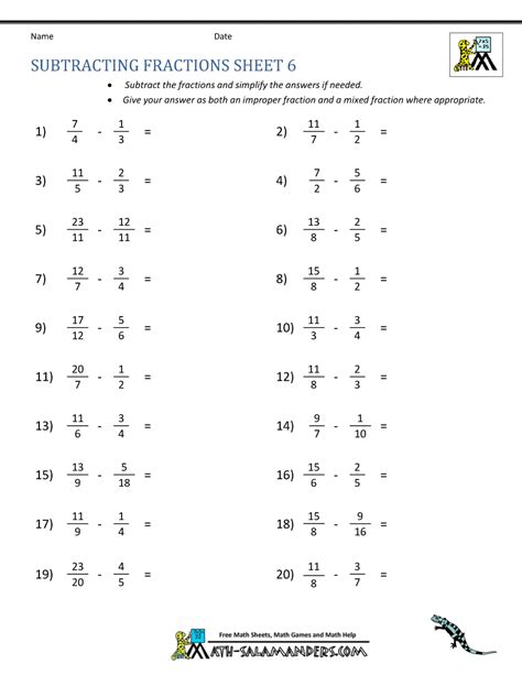 Adding Subtracting And Multiplying Fractions Worksheet Printable