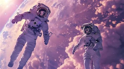 Premium Photo Astronauts In Spacesuits Floating In The Vastness Of Space