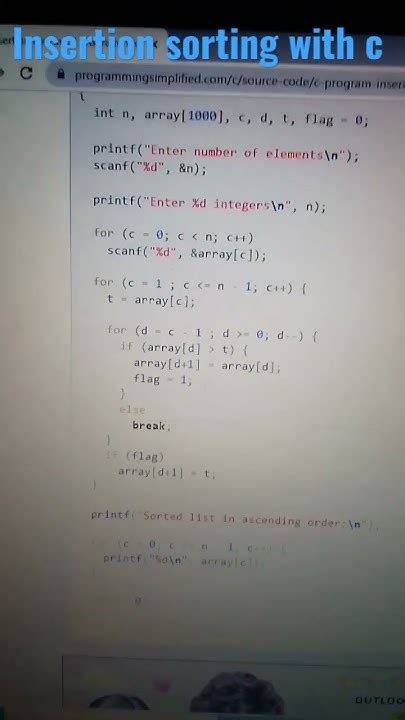 Insertion Sorting In C Program Datastructures Coding Hackerrank Cprogramming Youtube
