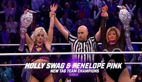 Wow Women Of Wrestling Tag Team Championship Penelope Pink And Holly Swag Spotlight Series