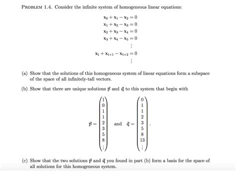 Solved Consider The Infinite System Of Homogeneous Linear