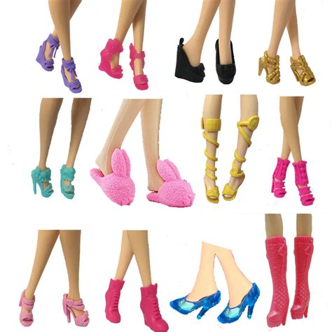 Randomly Picked 10 Pairs Colorful Assorted Fashion Colorful Doll Shoes Heels Sandals For Barbie