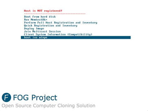 FOG Ajouter une entrée dans le menu iPXE Boot memo linux