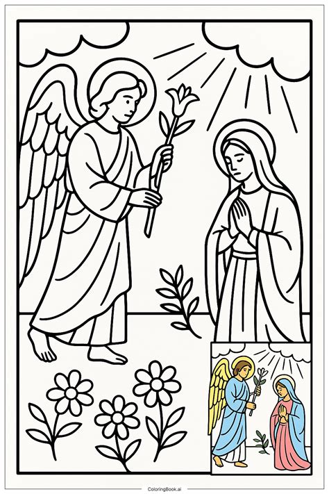 圣经加百列 Announcing 新闻 填色页（免费 Pdfandpng 可打印）