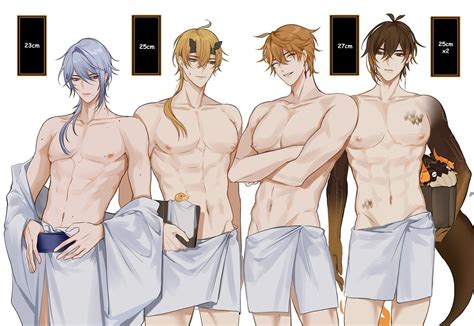 Zhongli Tartaglia Kamisato Ayato And Thoma Genshin Impact Drawn By