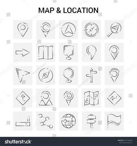 25 Hand Drawn Map Location Icon Stock Vector Royalty Free 1372136939 Shutterstock