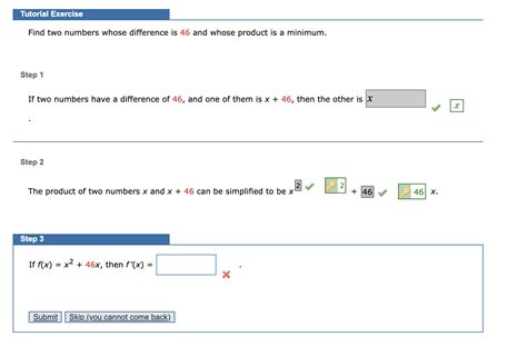 Solved Tutorial Exercise Find Two Numbers Whose Difference Chegg Com