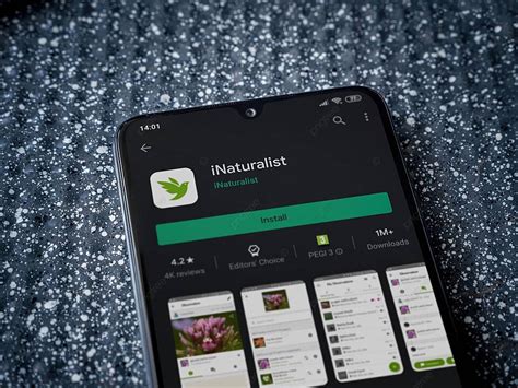 Fundo Display Móvel Preto O Aplicativo Inaturalist Na Página Da