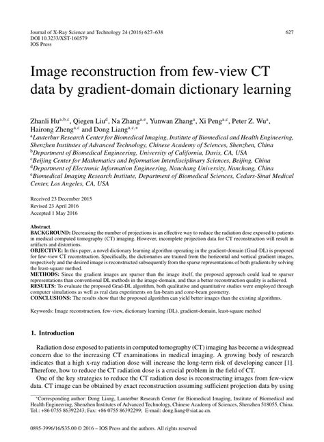 Pdf Image Reconstruction From Few View Ct Data By Gradient Domain Dictionary Learning