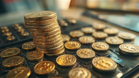 Stacked Gold Coins On A Financial Calculation Sheet Stock Image Image Of Wealth Savings