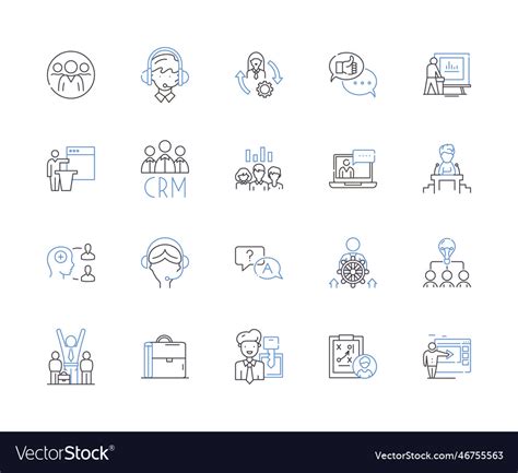 Empoyee Work Outline Icons Collection Employee Vector Image