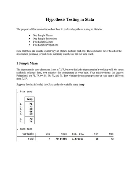Comprehensive Guide To Performing Statistical Hypothesis Tests In Stata