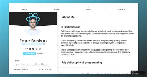 React Portfolio Codesandbox