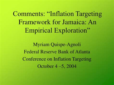 Ppt Comments “inflation Targeting Framework For Jamaica An