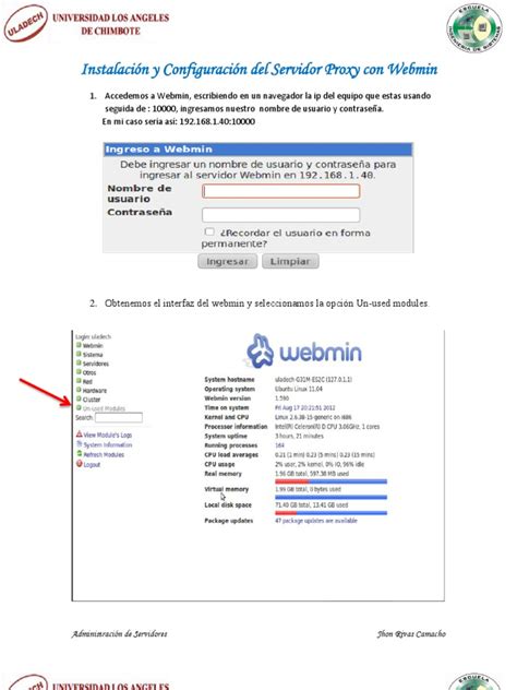 Instalación Y Configuración Del Servidor Proxy Con Webmin Pdf