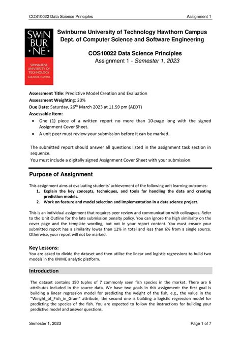 Assignment 01 2023 V01 Cos10022 Data Science Principles Assignment 1