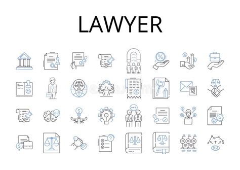 Lawyer Line Icons Collection Algorithm Blueprint Visual Flowchart