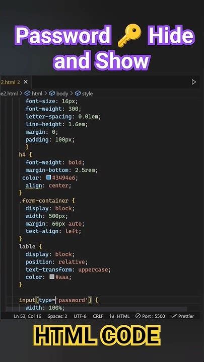 How To Create Password 🔑 Hide And Show Using Html Hacker Shorts