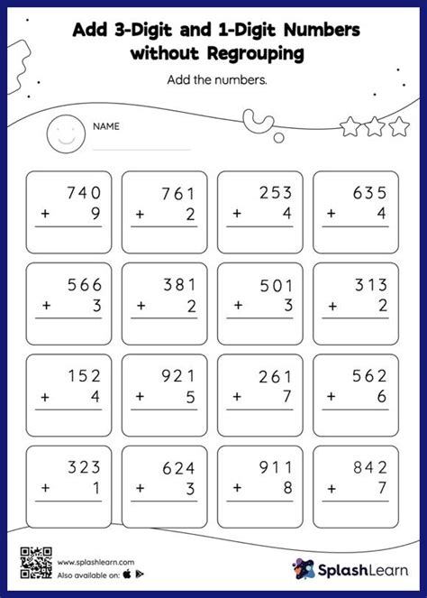 Add 3 Digit And 1 Digit Numbers Without Regrouping Vertical